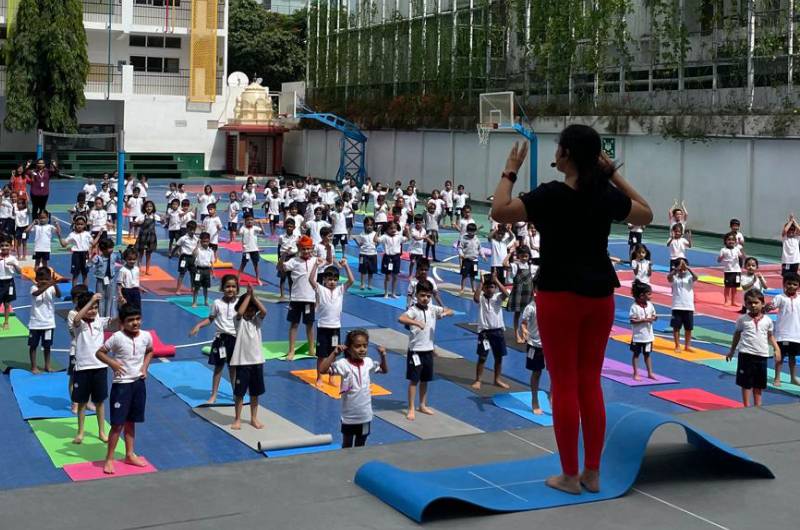 International Yoga Day at pre-primary division - school